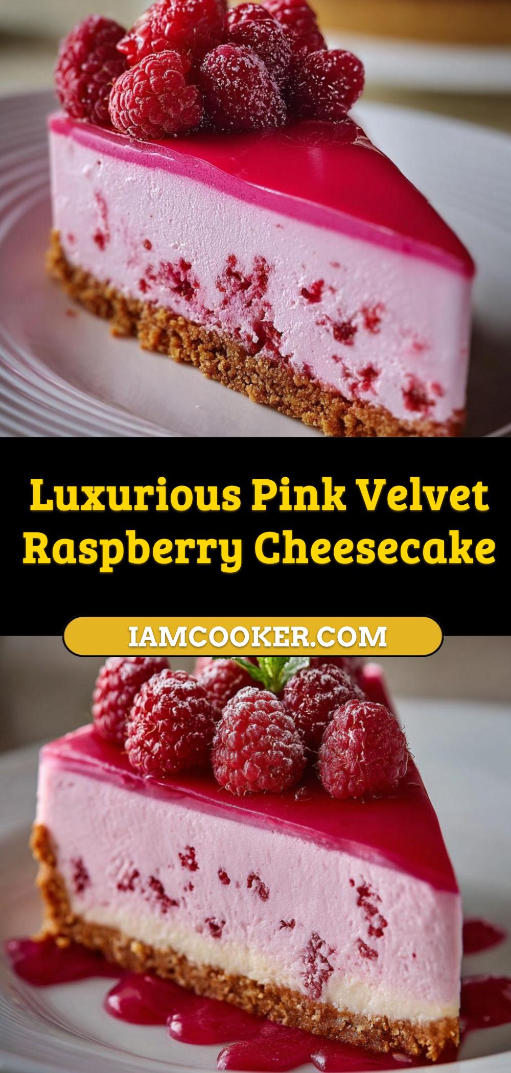 Luxurious Pink Velvet Raspberry Cheesecake with Graham Crust and ...