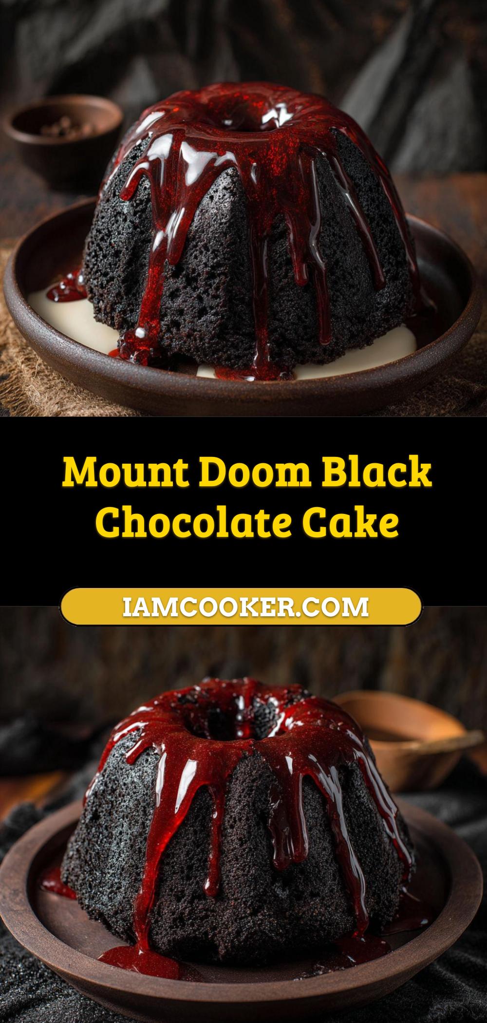 Decadent Mount Doom Black Chocolate Cake with Ganache - Iam Cooker