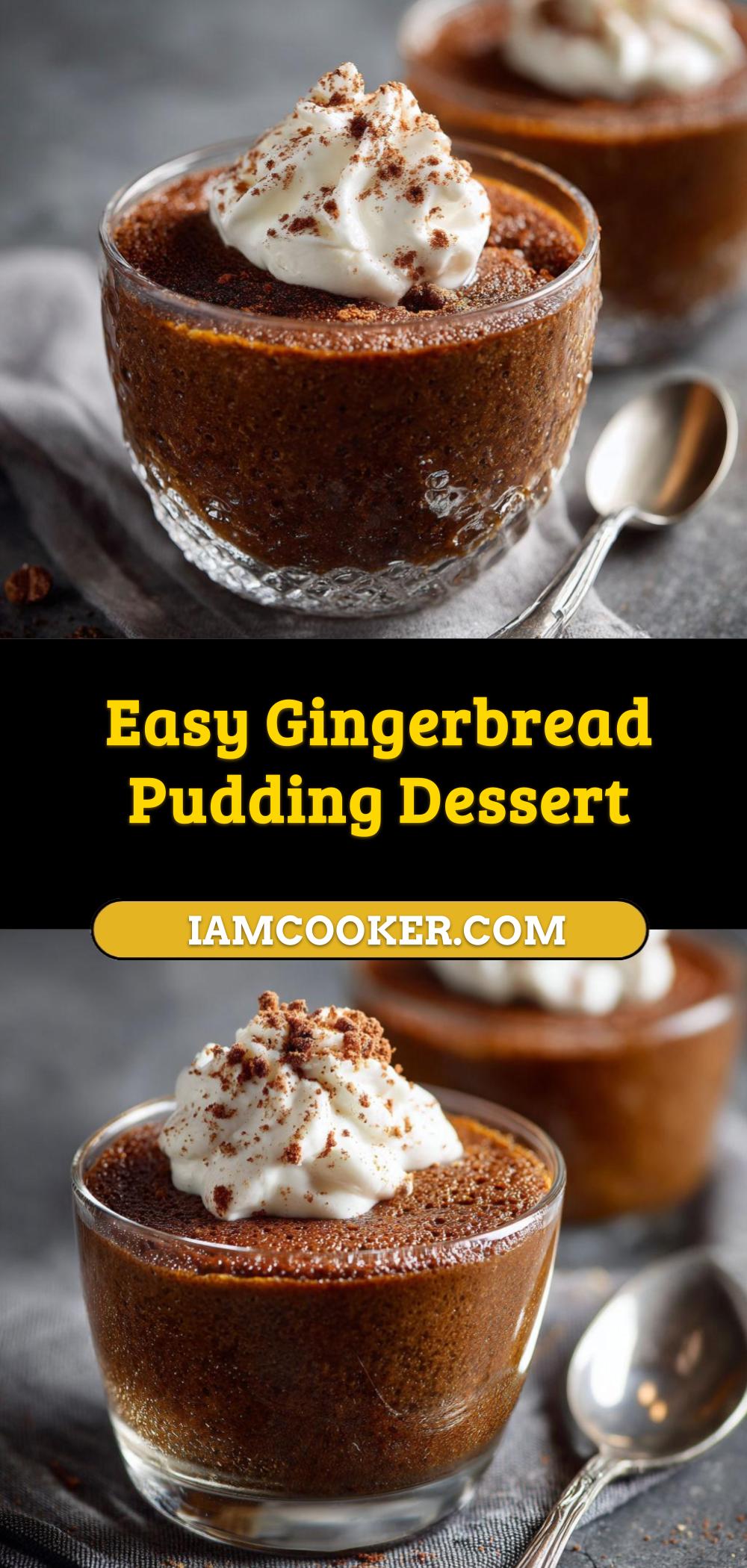 Easy Gingerbread Pudding with Spiced Cream Topping - Iam Cooker