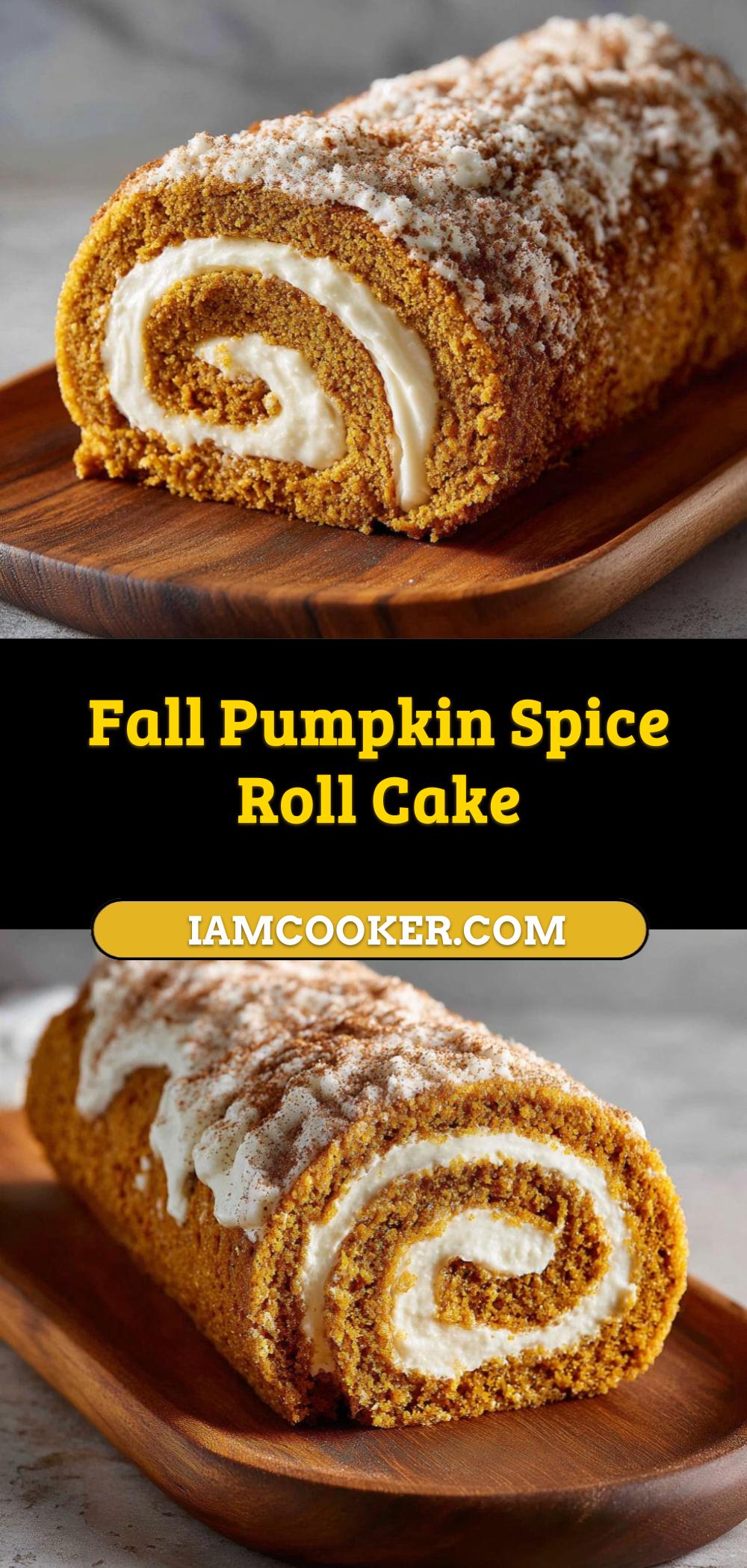 Classic Fall Pumpkin Spice Roll Cake with Cream Cheese Filling - Iam Cooker