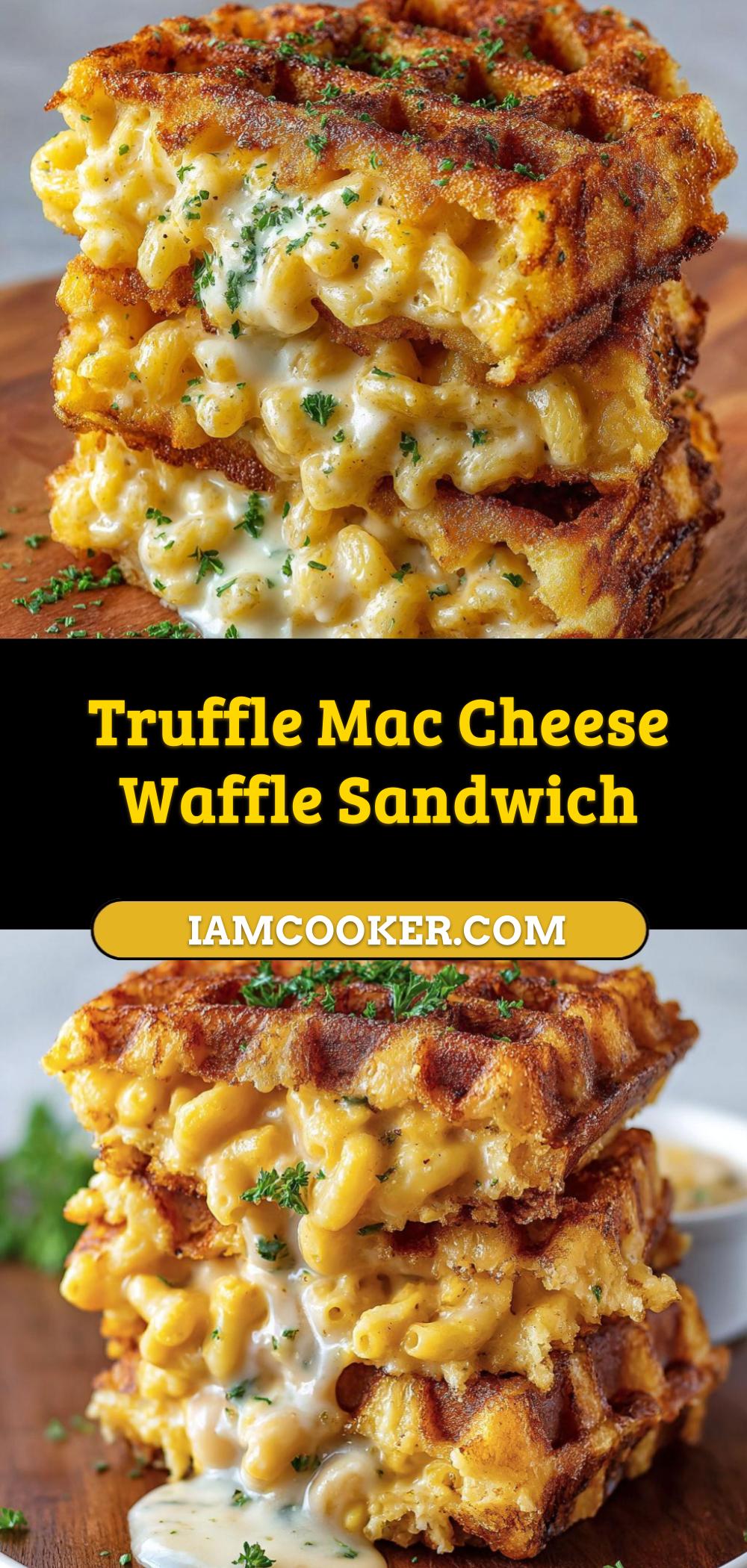 Truffle Mac & Cheese Waffle Sandwich with Crispy Crunch - Iam Cooker