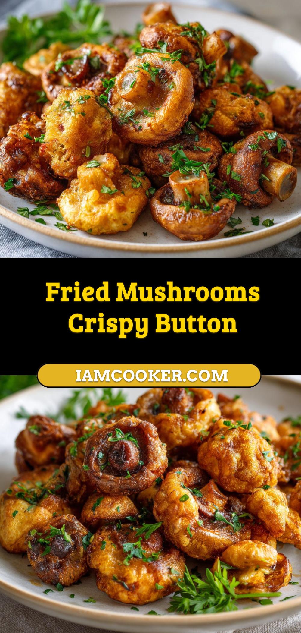 Golden and Crispy Fried Mushrooms with Parsley Garnish - Iam Cooker